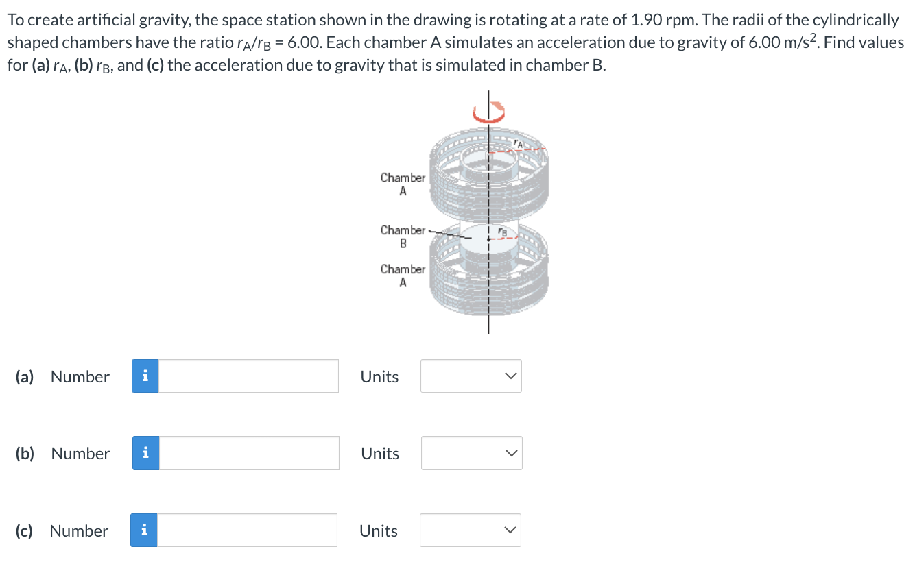 Solved To create artificial gravity, the space station shown | Chegg.com