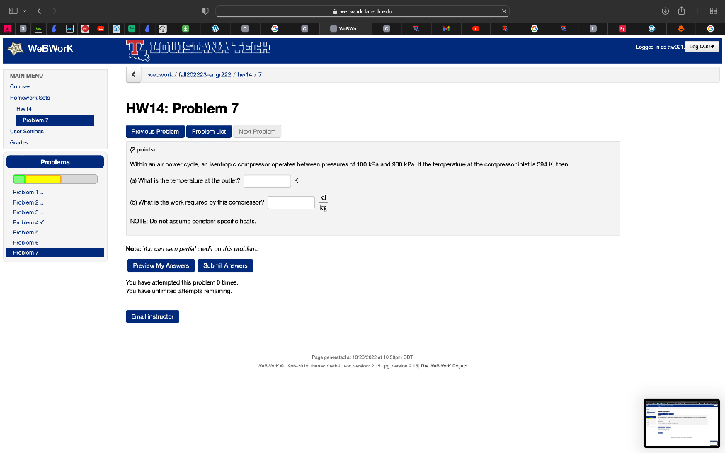 Solved Within an air power cycle, an isentropic compressor | Chegg.com