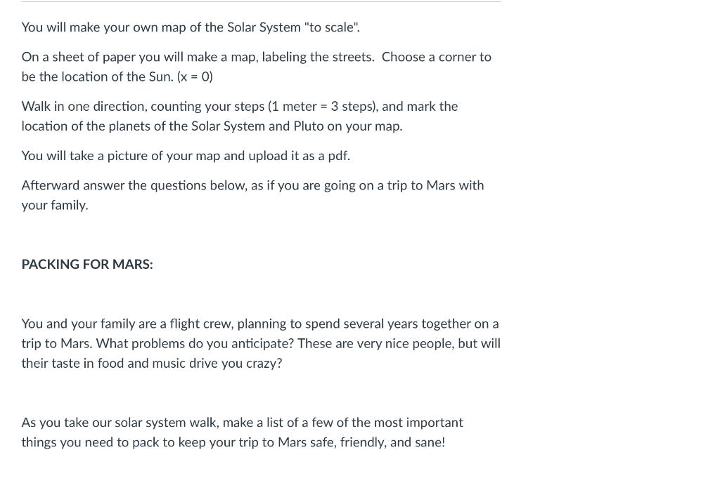 You will make your own map of the Solar System "to | Chegg.com