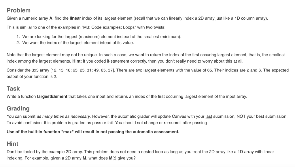 Solved Problem Given a numeric array A, find the linear | Chegg.com