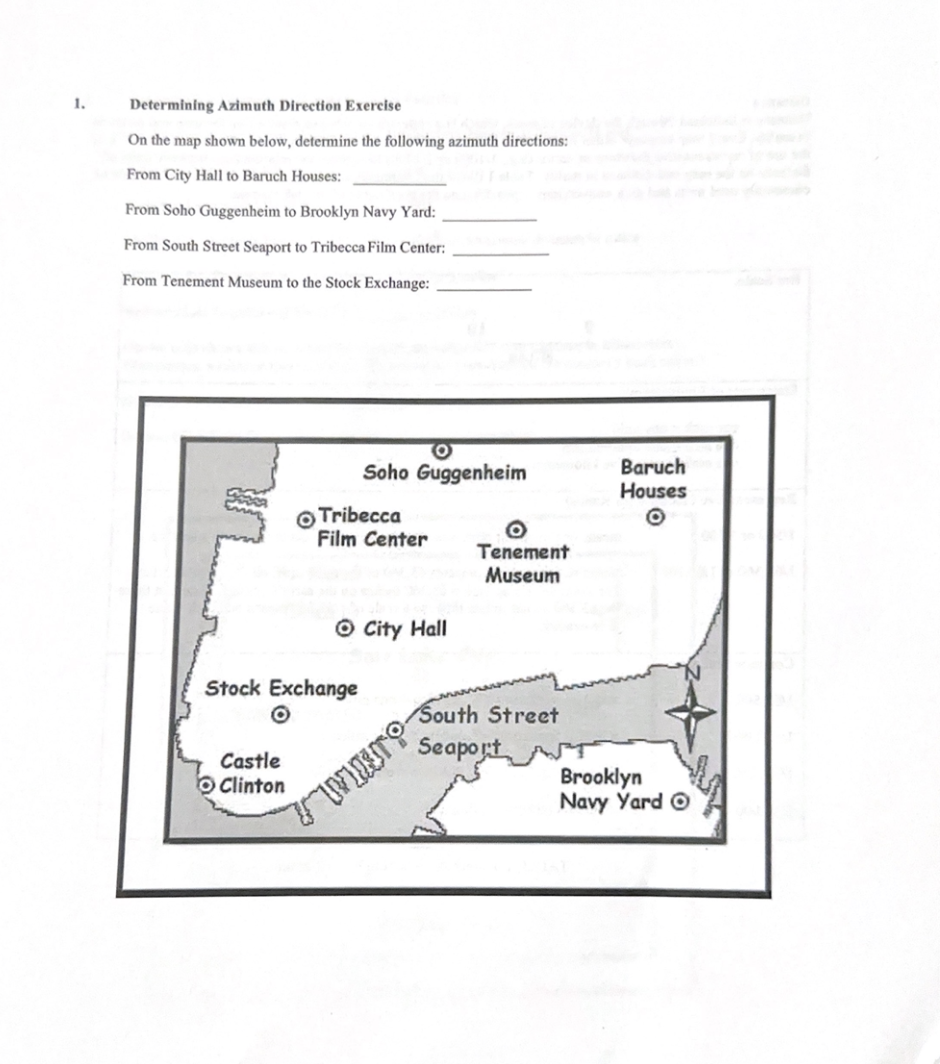 1. Determining Azimuth Direction Exercise On the map | Chegg.com