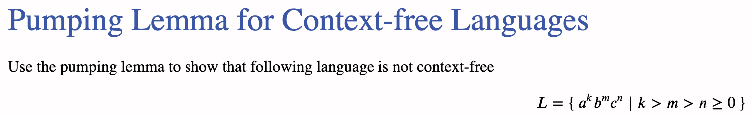 Solved Pumping Lemma for Context-free Languages Use the | Chegg.com Solved Pumping Lemma for Context-free Languages Use the | Chegg.com