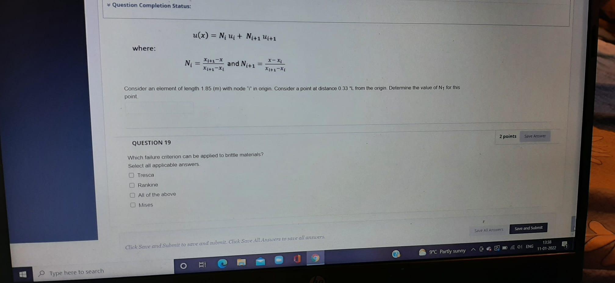 Solved Question Completion Status: u(x) = Ni Ui+ Ni+1 Ui+1 | Chegg.com