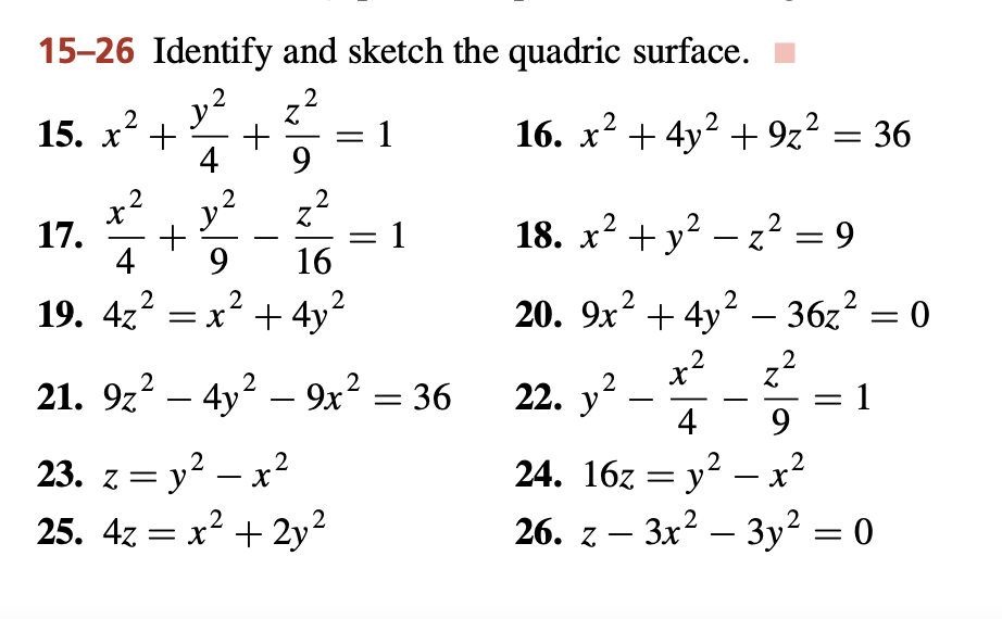 Solved 15-26 Identify and sketch the quadric surface. 15. | Chegg.com
