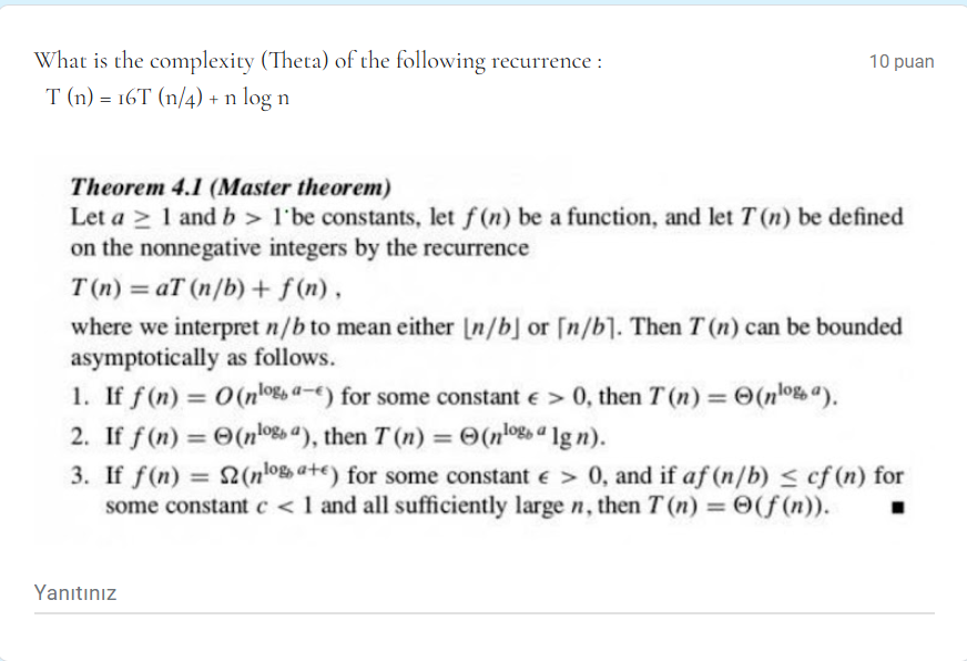 Solved by an EXPERT Theorem 4.1 (Master ﻿theorem)Let a≥1 ﻿and b>1 'be | Chegg.com