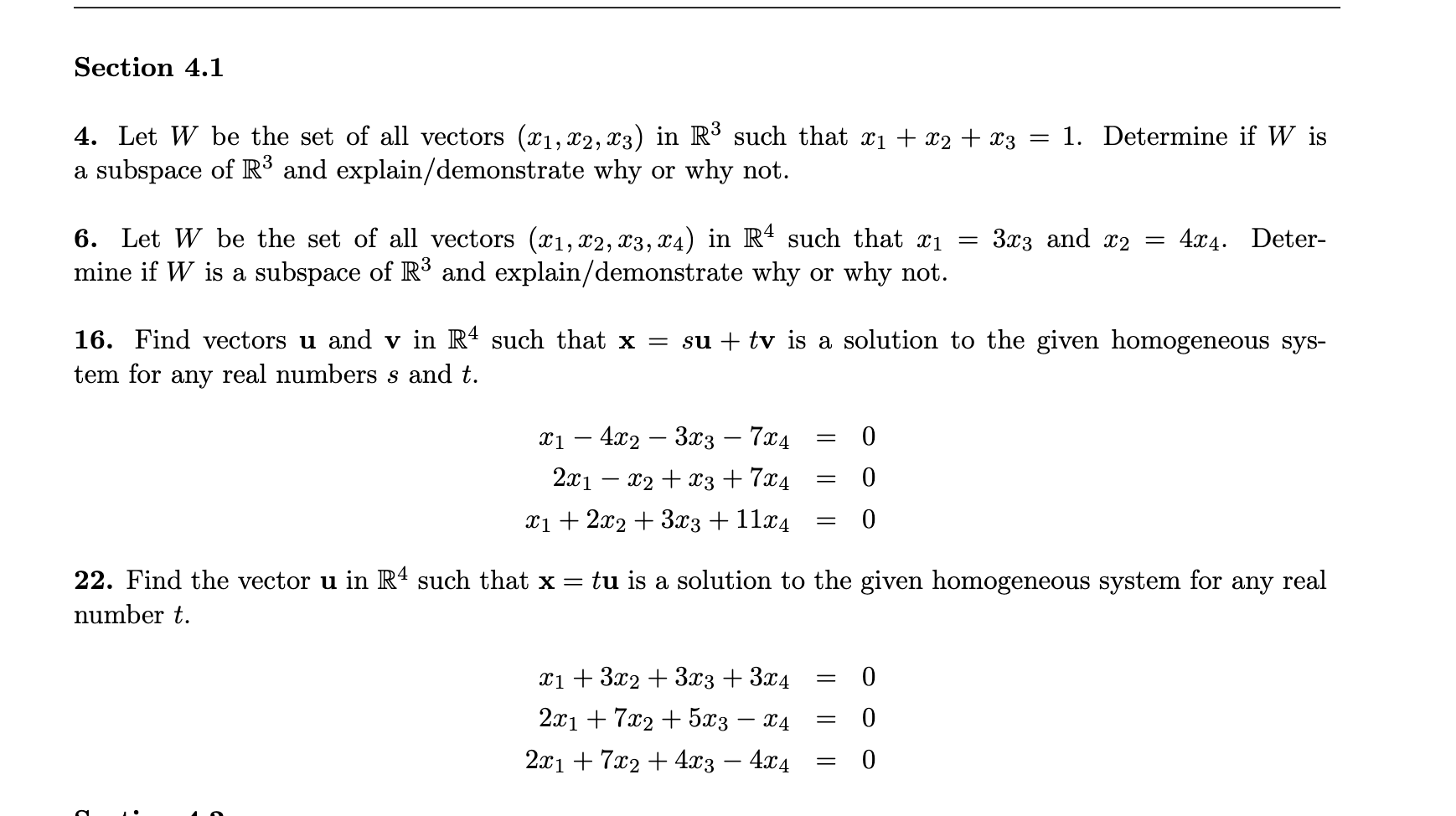 Solved Section 4.1 4. Let W be the set of all vectors (21, | Chegg.com