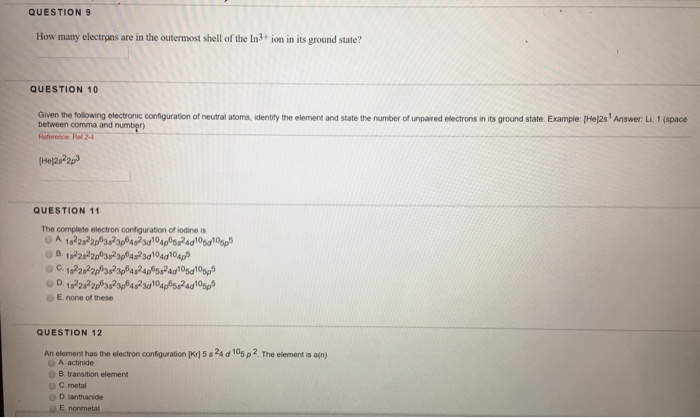 Solved QUESTION 9 How many electrons are in the outermost | Chegg.com