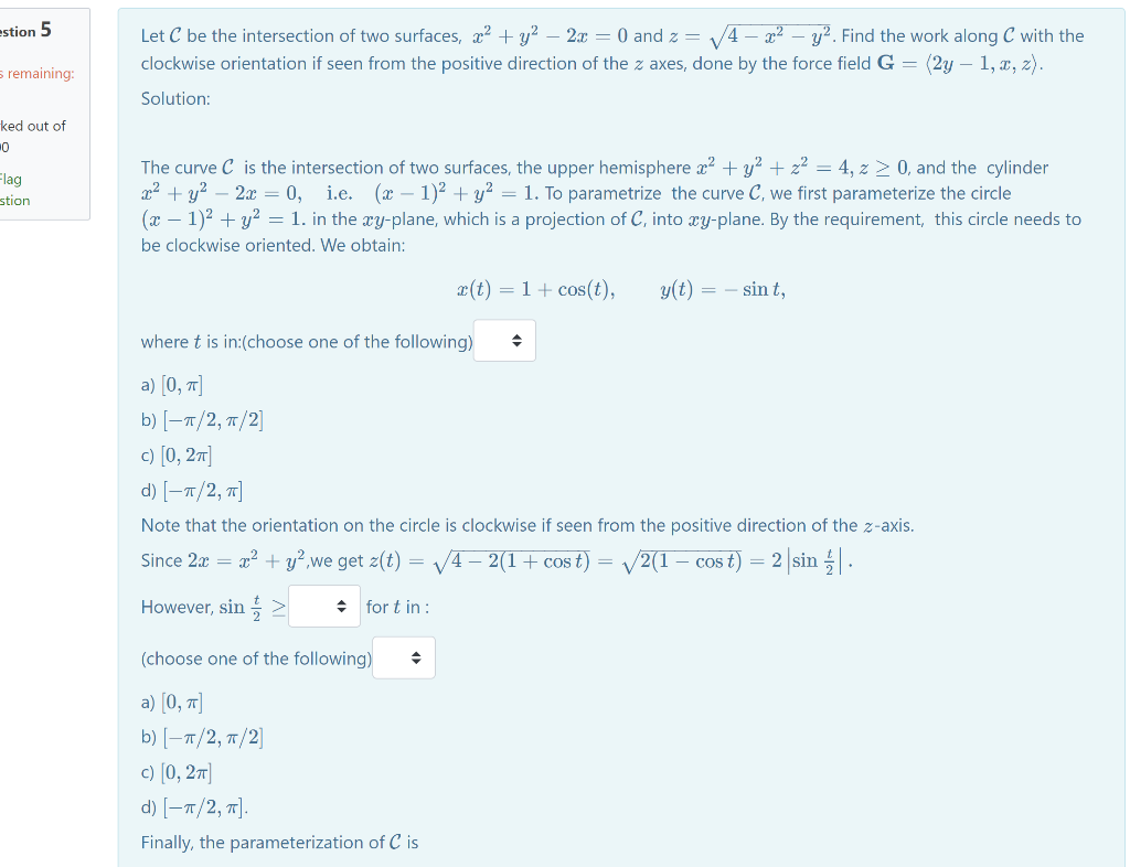 Solved Let C be the intersection of two surfaces, x2+y2−2x=0 | Chegg.com