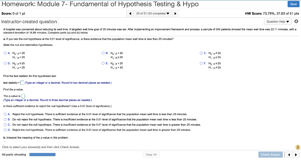 Solved Homework Module 7 Fundamental Of Hypothesis Testing 4506