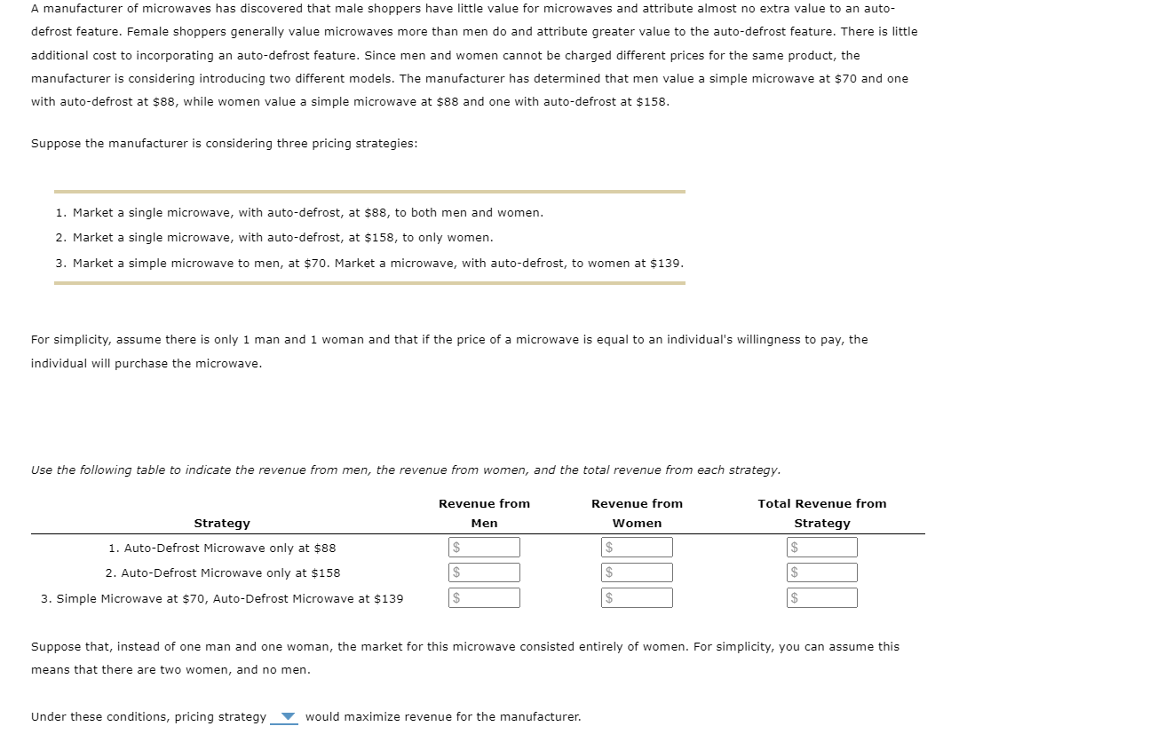 Solved A Manufacturer Of Microwaves Has Discovered That Male Chegg