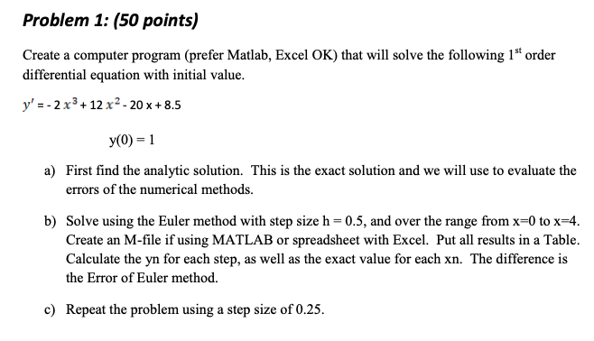 Solved Problem 1: (50 points) Create a computer program | Chegg.com