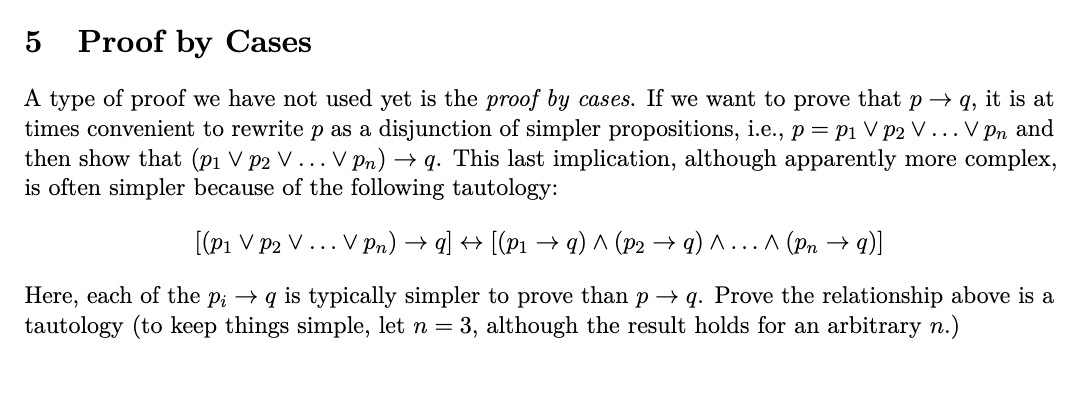 Solved 5 Proof by Cases A type of proof we have not used yet | Chegg.com