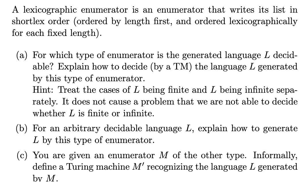 4. [3 x 10 = 30 points] A (normal) enumerator is a | Chegg.com