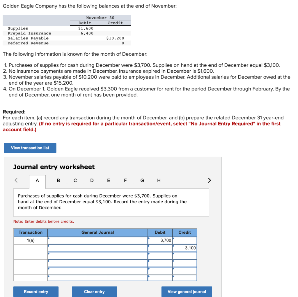 Solved Golden Eagle Company has the following balances at | Chegg.com
