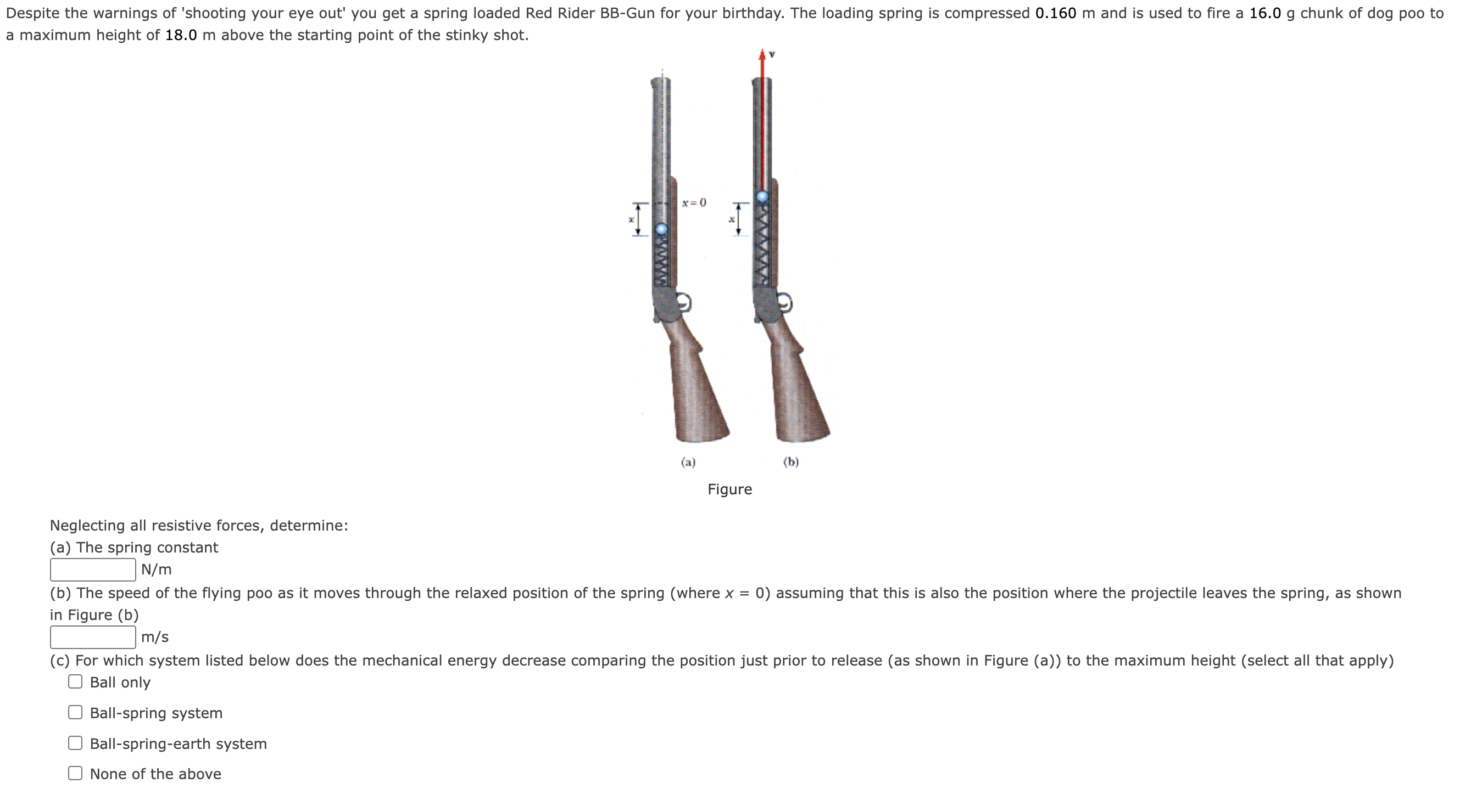 Solved a maximum height of 18.0m ﻿above the starting point | Chegg.com