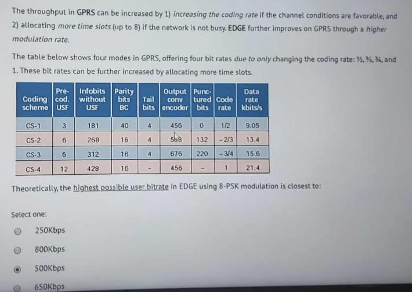 Solved The throughput in GPRS can be increased by 1) | Chegg.com