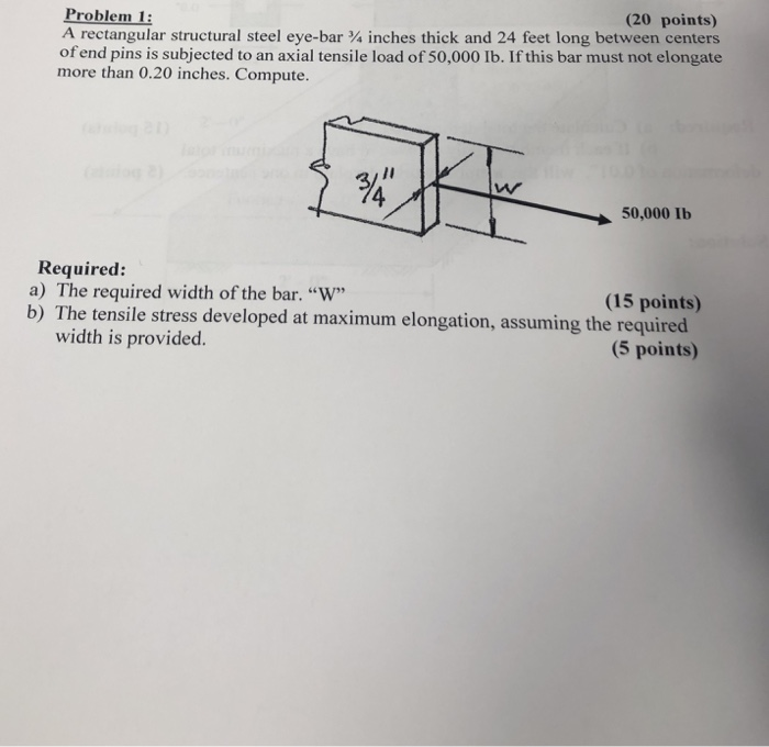 ProblemI A rectangular structural steel eye-bar ¾ | Chegg.com