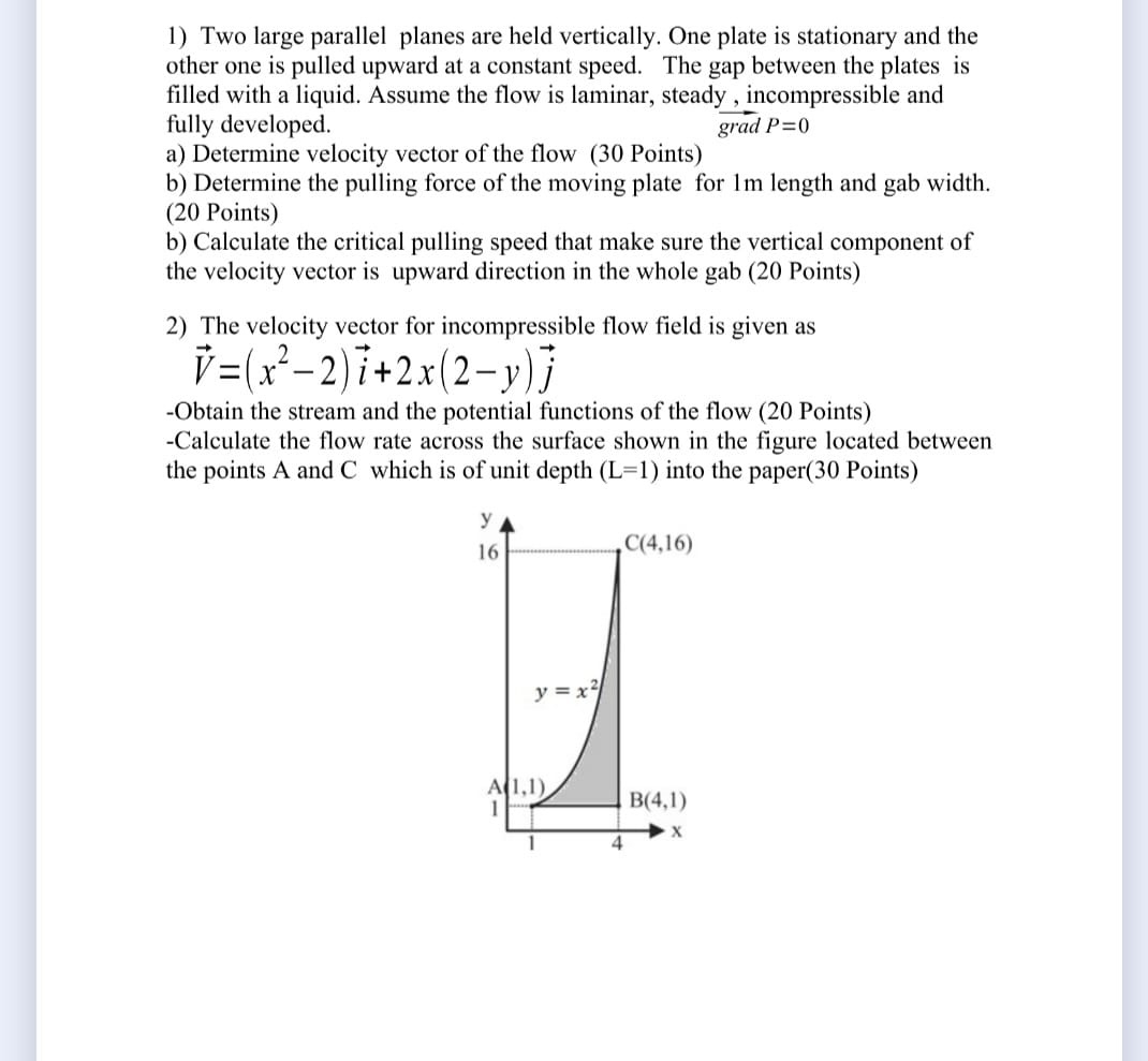 Solved 1) Two large parallel planes are held vertically. One | Chegg.com
