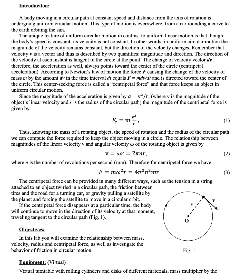 Solved: Introduction: A Body Moving In A Circular Path At ... | Chegg.com