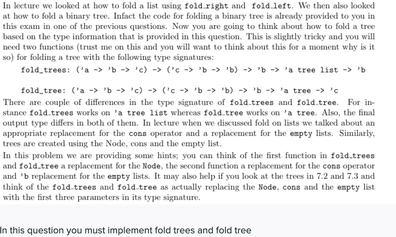 Solved In lecture we looked at how to fold a list using fold | Chegg.com