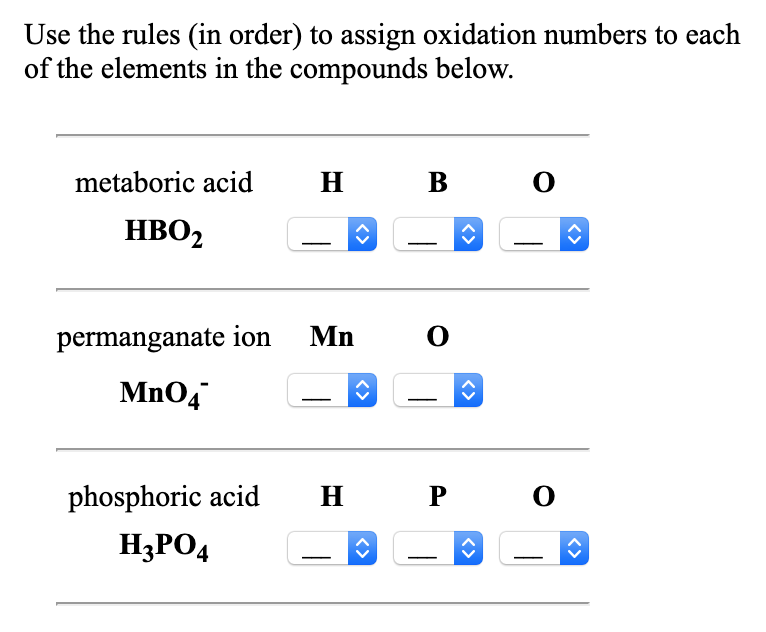 Solved Determine the oxidation state for each of the | Chegg.com