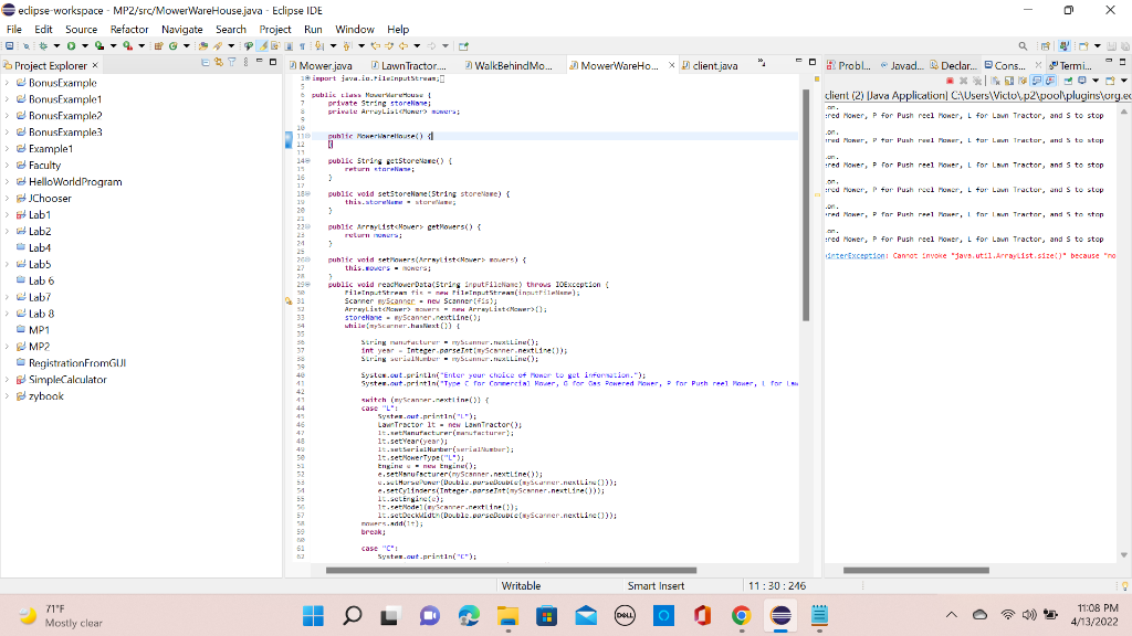 JAVA* These are my two classes, one is meant to store | Chegg.com