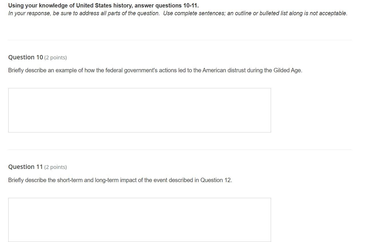 Using your knowledge of United States history, answer | Chegg.com