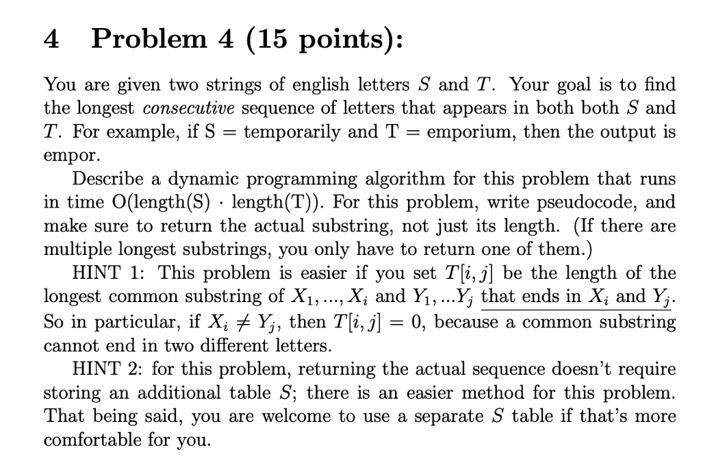 4 Problem 4 15 Points You Are Given Two Strings Of