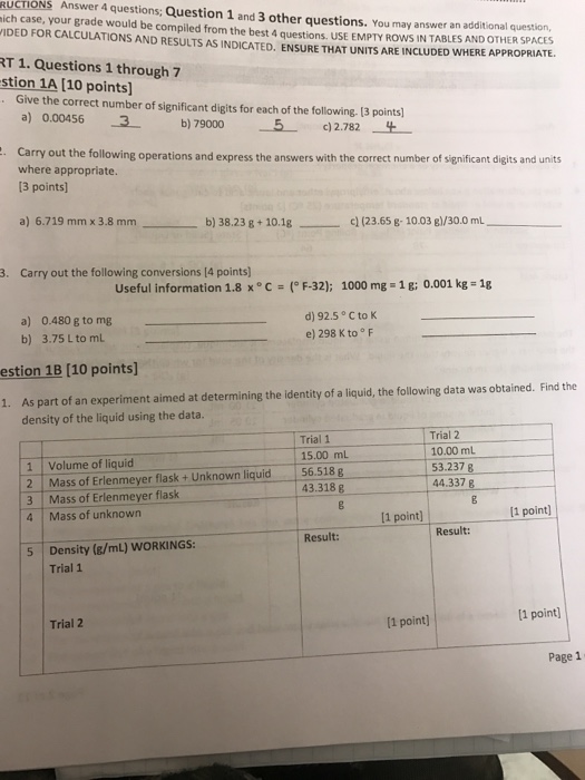 Solved RUCTIONS Answer 4 questions; Question 1 and 3 other | Chegg.com