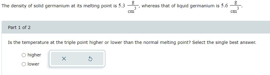 Solved The density of solid germanium at its melting point | Chegg.com