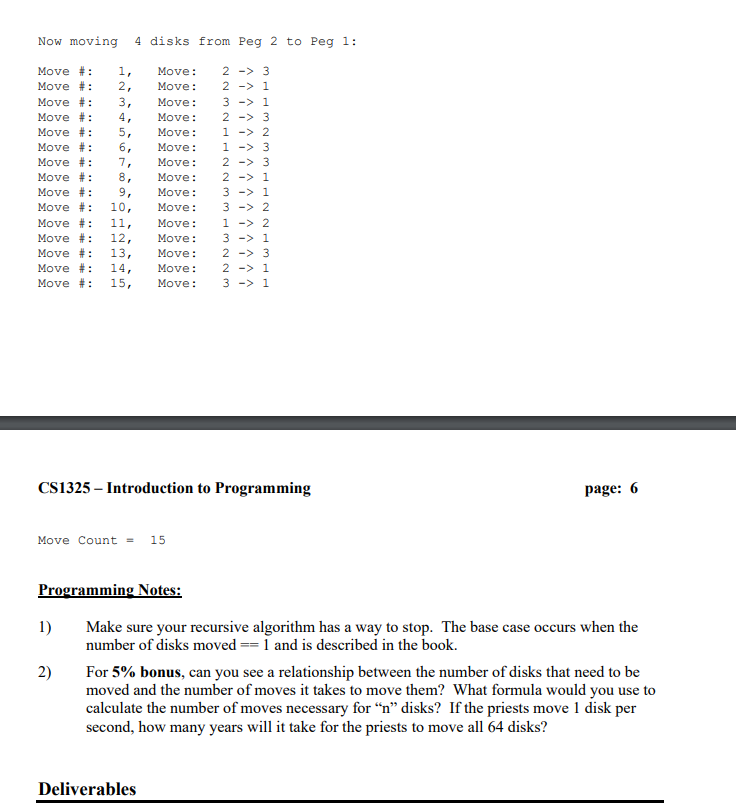 Solved Program 2 - Towers of Hanoi A complete description of | Chegg.com