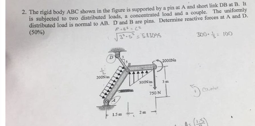 Solved 2. The rigid body ABC shown in the figure is | Chegg.com