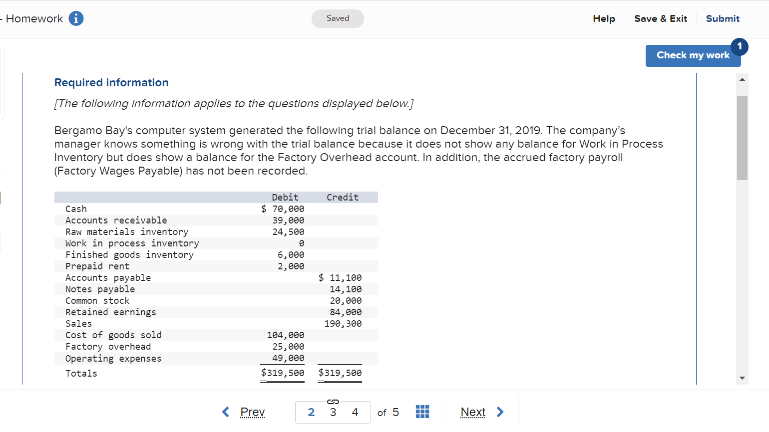 Solved - Homework Saved Help Save & Exit Submit 1 Check my | Chegg.com