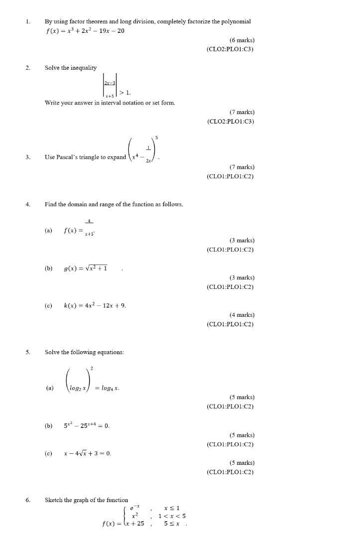 Solved 1. . By using factor theorem and long division, | Chegg.com