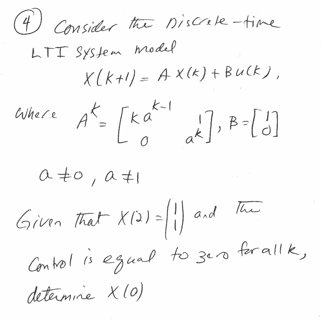 Solved (4) Consider the niscrete-time LTI system model | Chegg.com