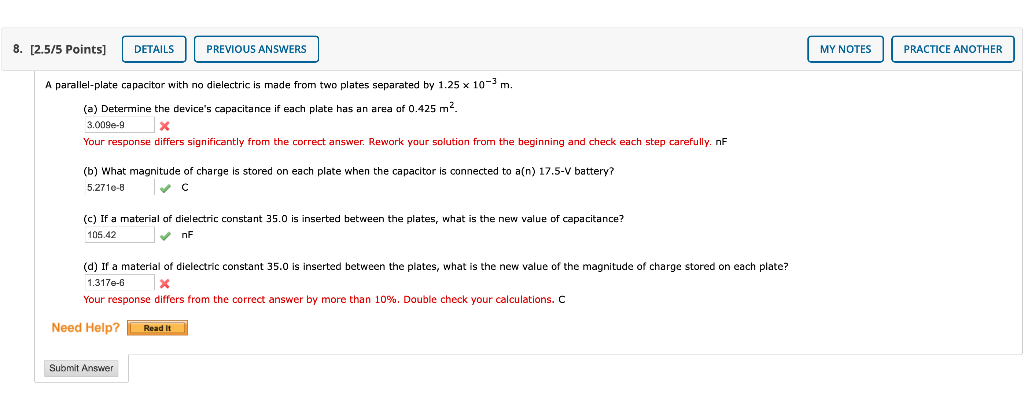 Solved 8. [2.5/5 Points) DETAILS PREVIOUS ANSWERS MY NOTES | Chegg.com