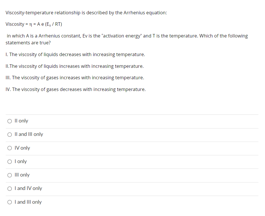 Solved Viscosity-temperature relationship is described by | Chegg.com