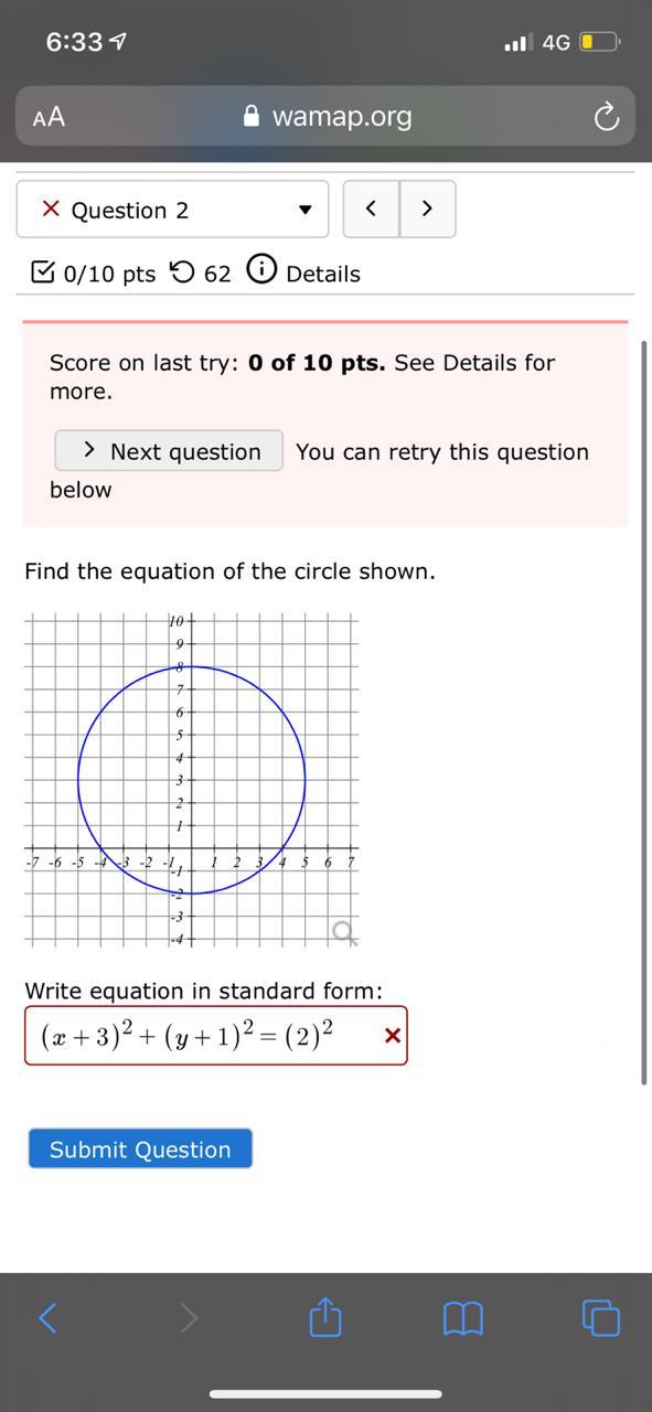 Solved 6:33 1 l 46 АА wamap.org x Question 2 v 0/10 pts | Chegg.com