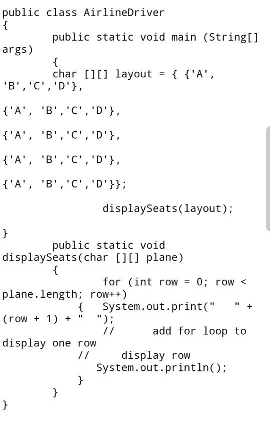 Solved Arrays Change the program Airline Driver.java to | Chegg.com