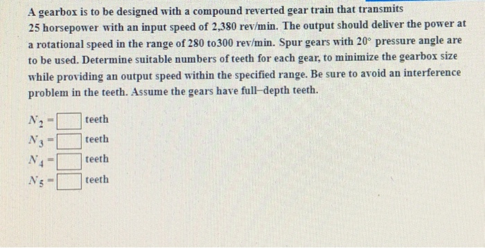 Solved A gearbox is to be designed with a compound reverted | Chegg.com