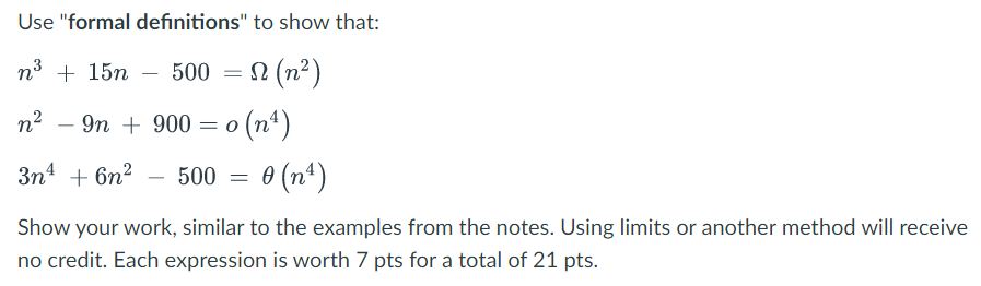 Solved Use "formal definitions" to show that: | Chegg.com