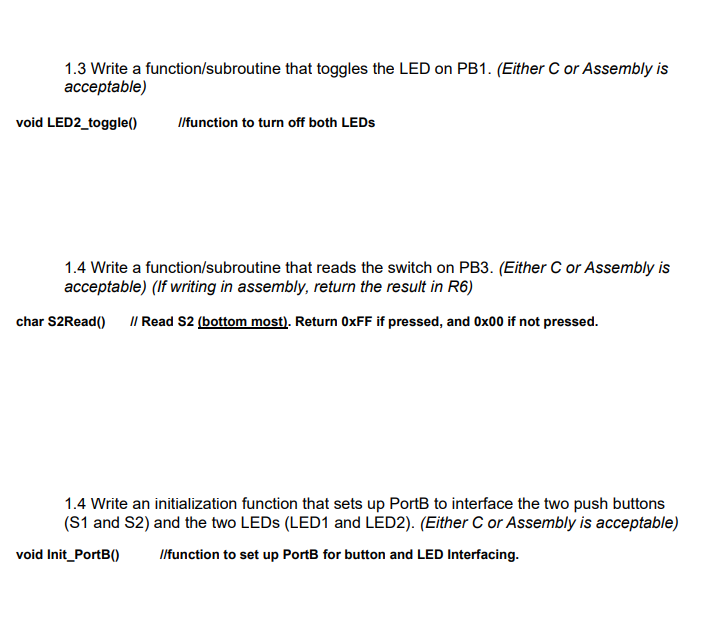 Solved 1. The following two push buttons and two LEDs are | Chegg.com