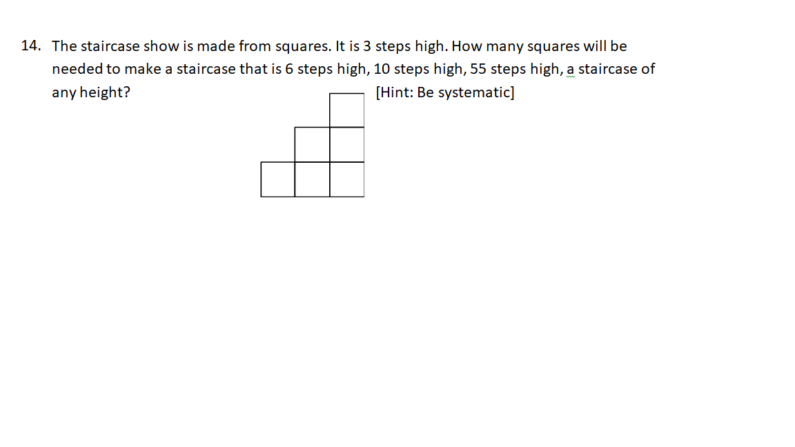 Solved 4. The staircase show is made from squares. It is 3 | Chegg.com