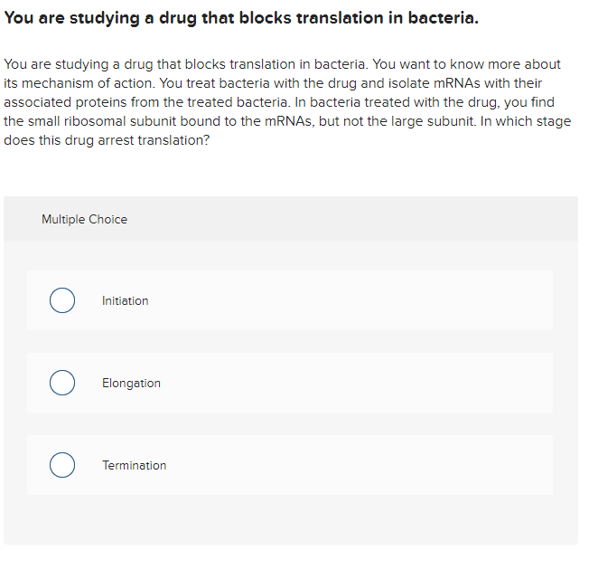 Solved You are studying a drug that blocks translation in | Chegg.com