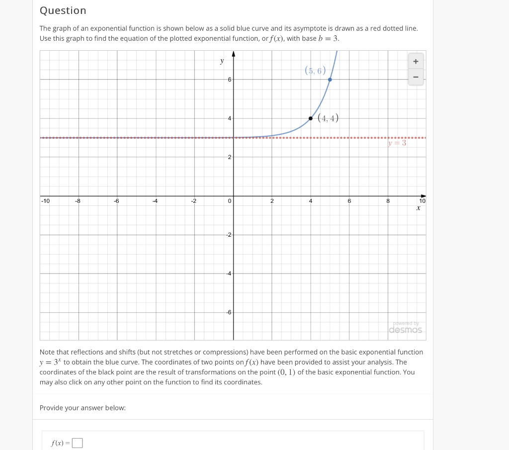 Solved Question The graph of an exponential function is | Chegg.com