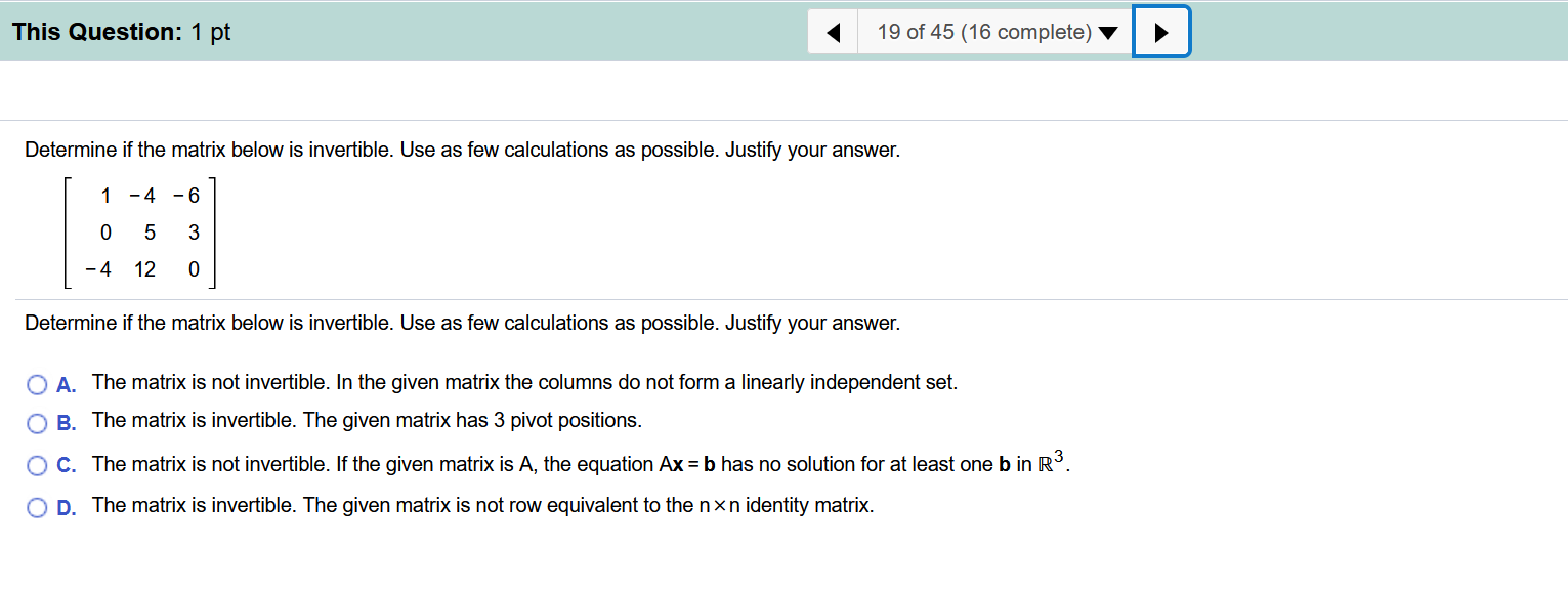 Solved This Question: 1 pt 17 of 45 (14 complete) Determine | Chegg.com