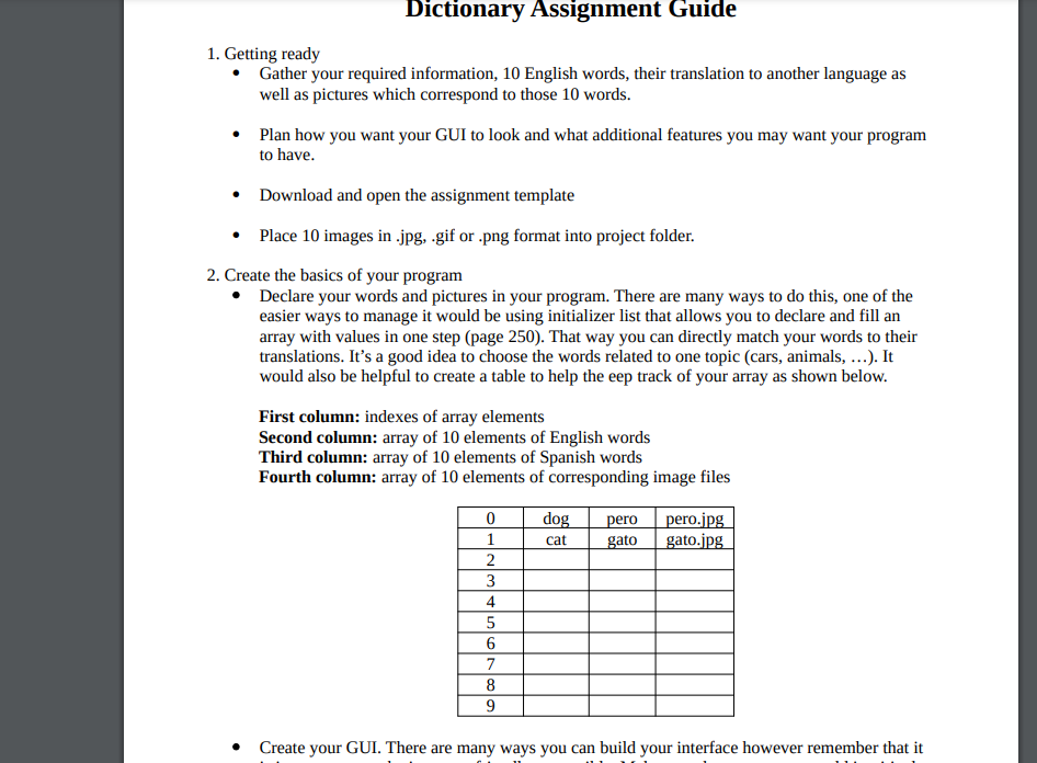 Dictionary Assignment Guide 1. Getting ready Gather | Chegg.com