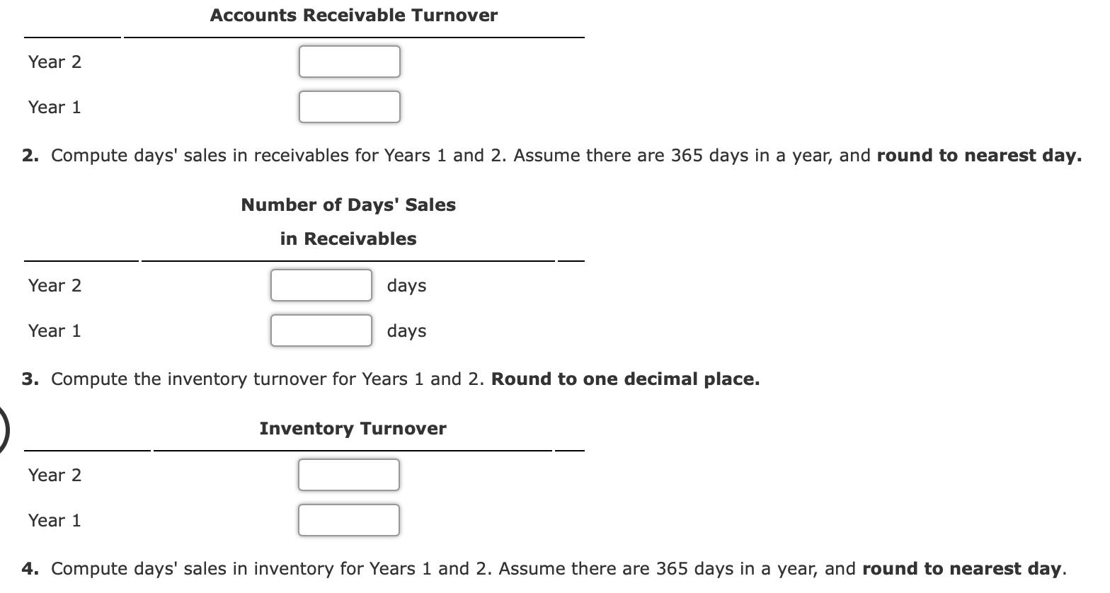 Solved Accounts Receivable and Inventory Turnover The | Chegg.com