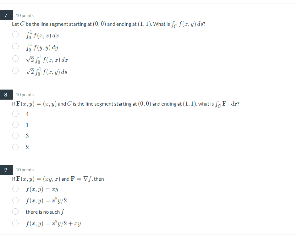 Solved 10 points Let C be the line segment starting at (0,0) | Chegg.com