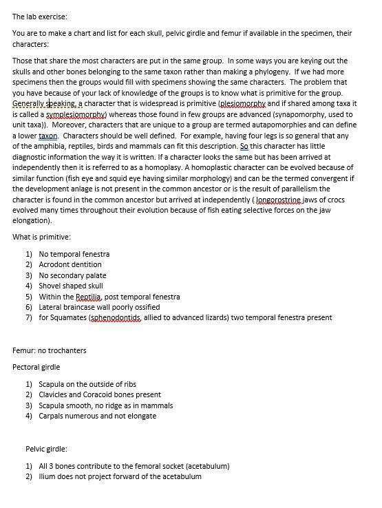 Solved The lab exercise: You are to make a chart and list | Chegg.com